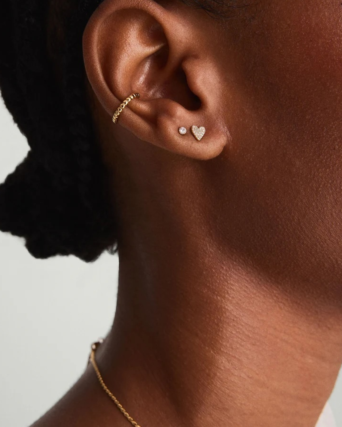 14k Gold Handcrafted Mini Heart Pave Diamond Stud Earrings Jewelry Mejuri